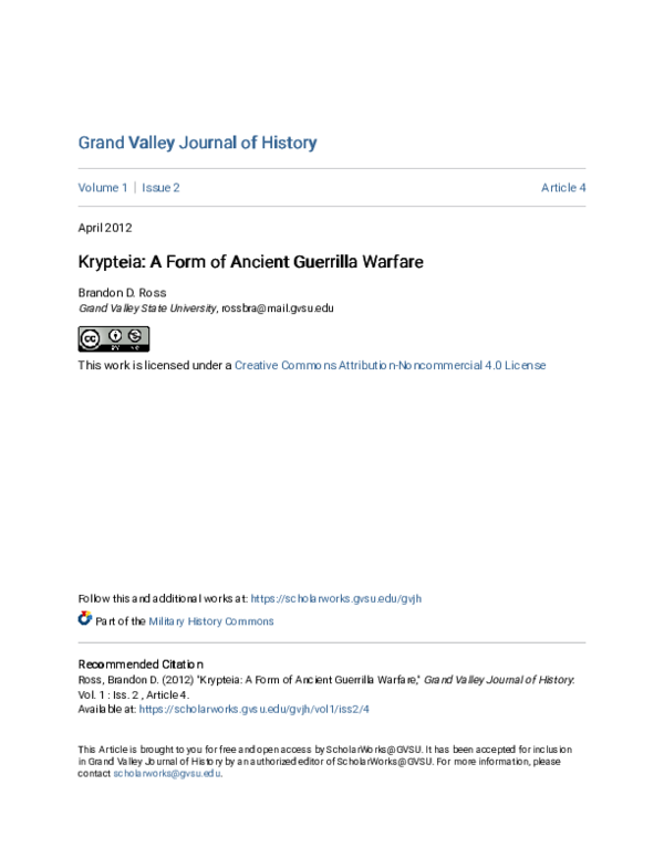 (PDF) Krypteia: A Form of Ancient Guerrilla Warfare