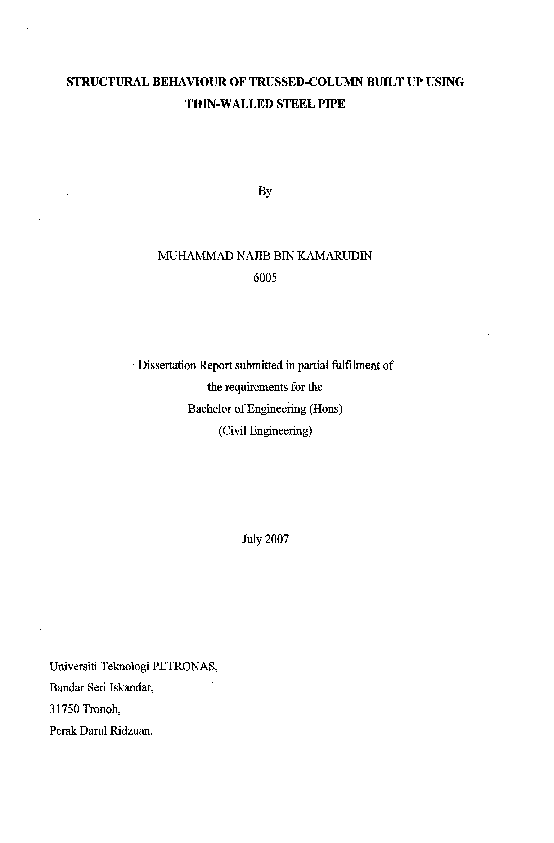 (PDF) Structural Behaviour of Trussed-Column Built Up Usingthin-Walled ...