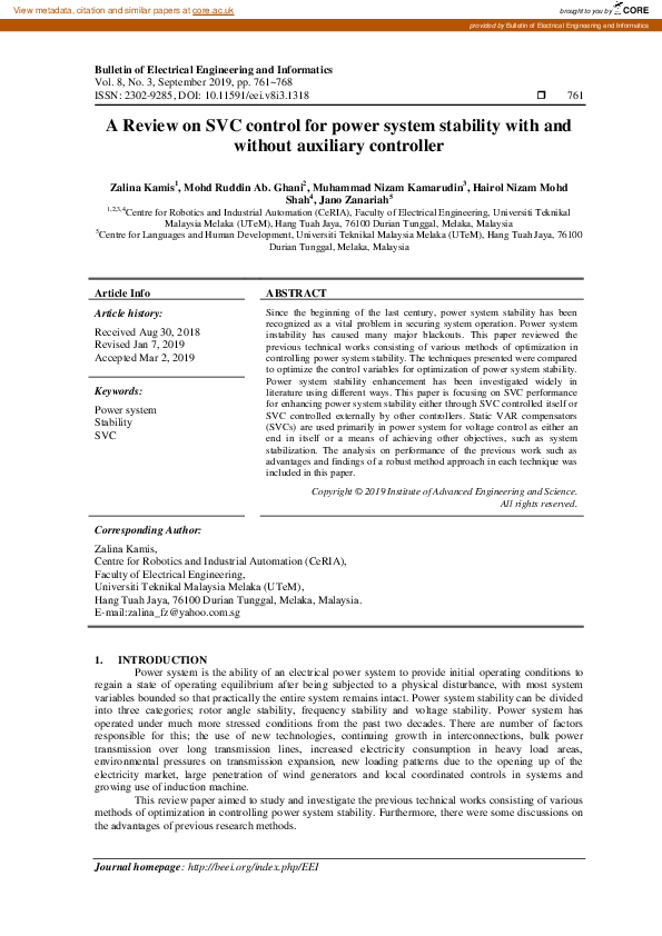 (PDF) A Review on SVC control for power system stability with and without auxiliary controller