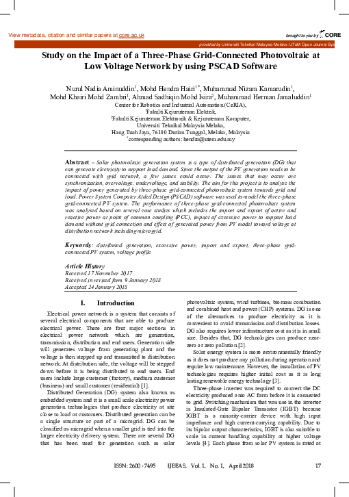 (PDF) Study on the Impact of a Three-Phase Grid-Connected Photovoltaic ...