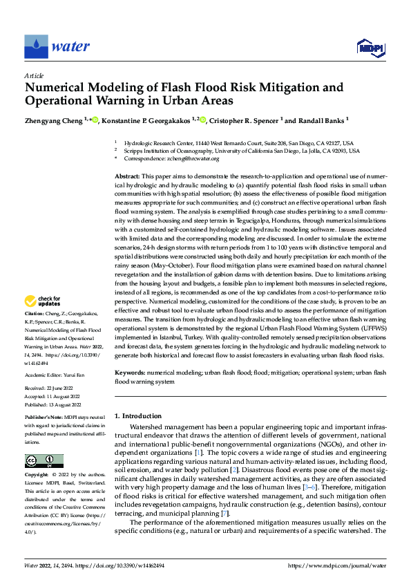 (PDF) Numerical Modeling of Flash Flood Risk Mitigation and Operational Warning in Urban Areas
