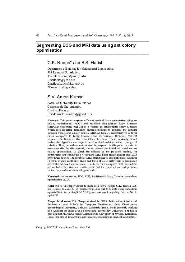 (PDF) Segmenting ECG and MRI data using ant colony optimisation