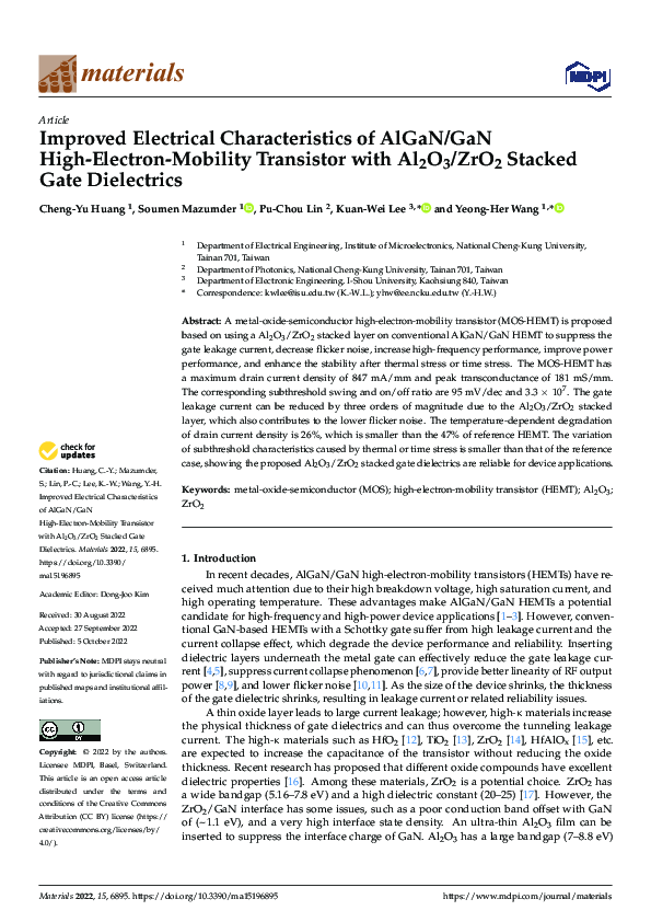(PDF) Improved Electrical Characteristics of AlGaN/GaN High-Electron ...
