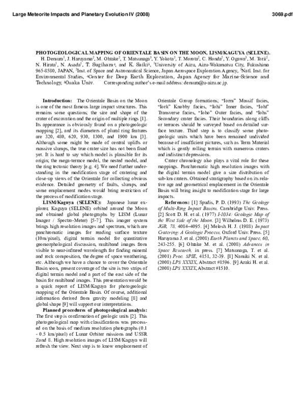(PDF) Photogeological Mapping of Orientale Basin on the Moon, LISM ...