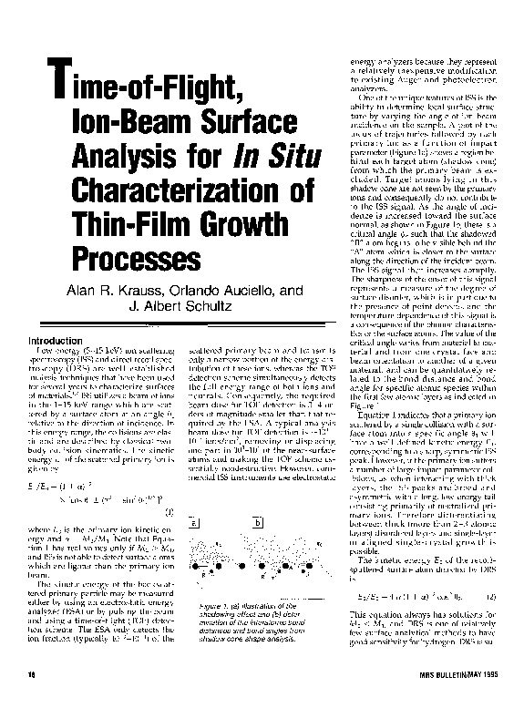 (PDF) Time-of-Flight, Ion-Beam Surface Analysis for In Situ Characterization of Thin-Film Growth ...
