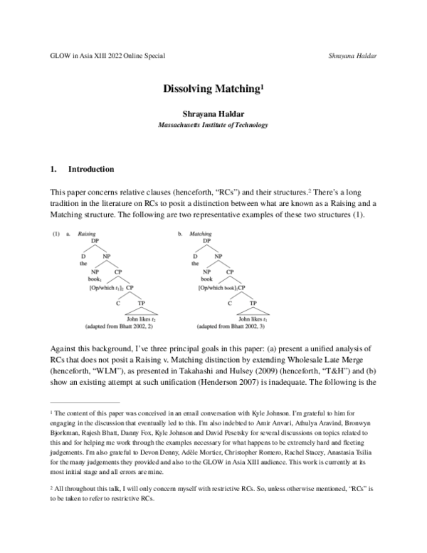 (PDF) Dissolving Matching