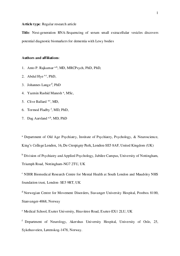 (PDF) Next-Generation RNA-Sequencing of Serum Small Extracellular ...