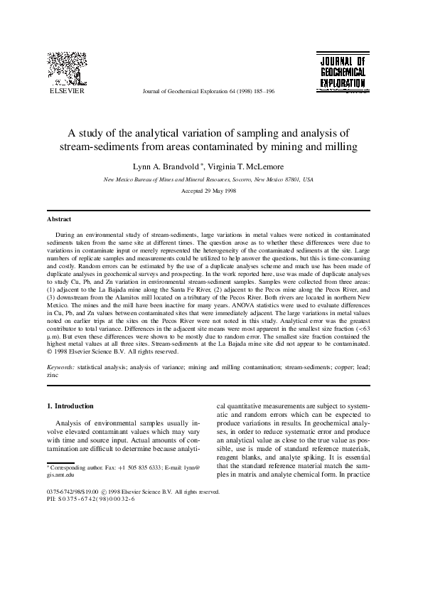 (PDF) A study of the analytical variation of sampling and analysis of ...