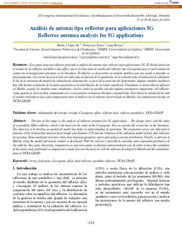 (PDF) Reflector antenna analysis for 5G applications