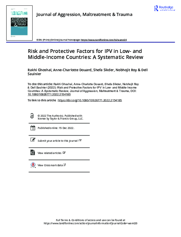(PDF) Risk and Protective Factors for IPV in Low-and Middle-Income ...