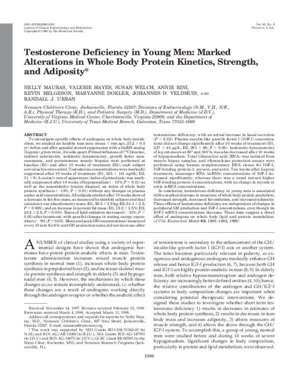 (PDF) Testosterone Deficiency in Young Men: Marked Alterations in Whole ...