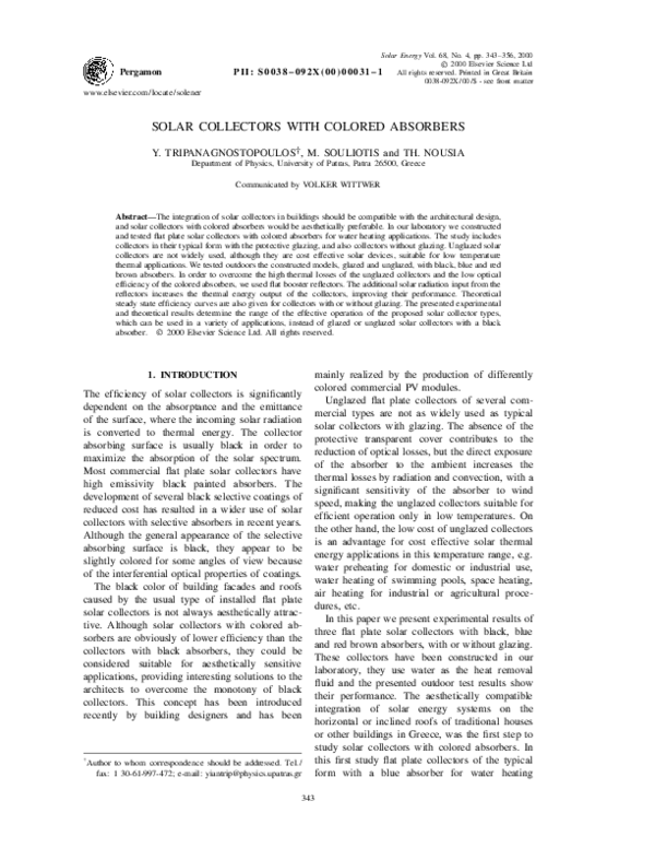 (PDF) Solar collectors with colored absorbers
