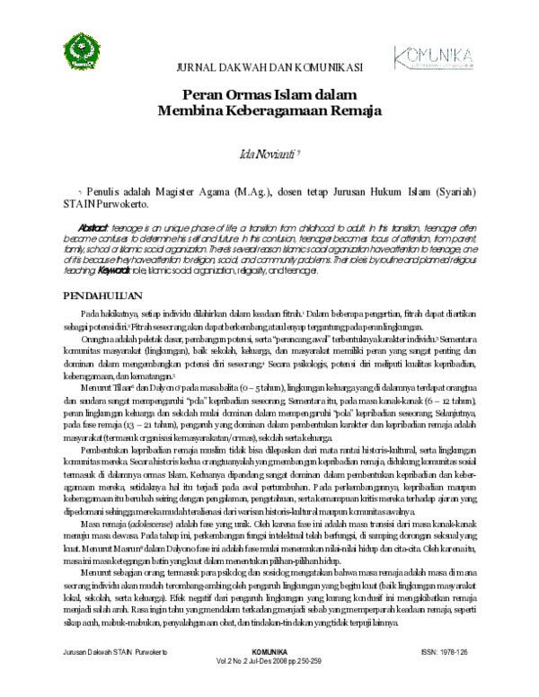 (PDF) Peran Ormas Islam dalam Membina Keberagamaan Remaja