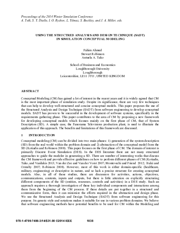 Pdf Using The Structred Analysis And Design Technique Sadt In