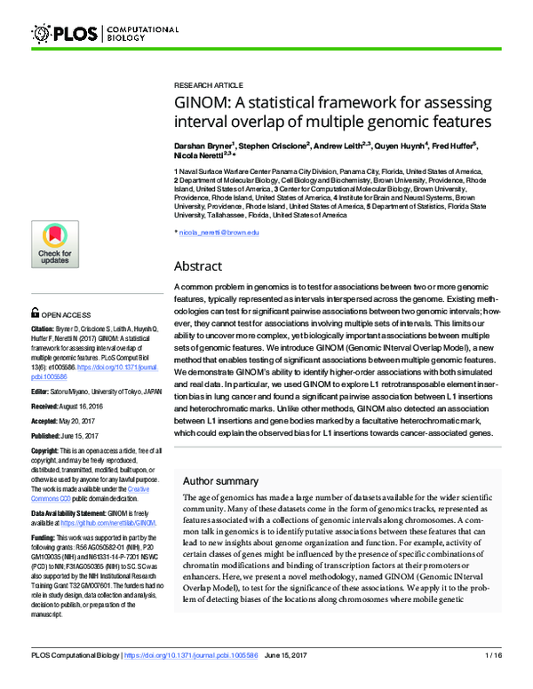 (PDF) GINOM: A statistical framework for assessing interval overlap of ...