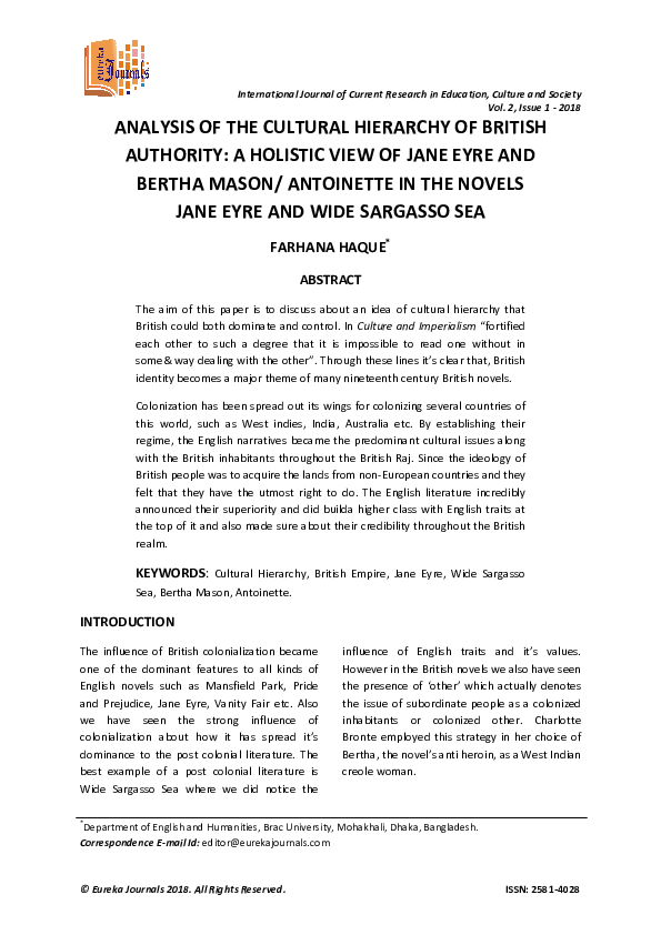 (PDF) Analysis of the Cultural Hierarchy of British Authority: A ...