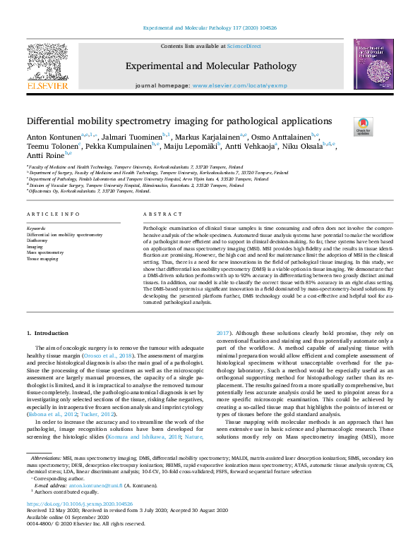 (PDF) Differential mobility spectrometry imaging for pathological ...