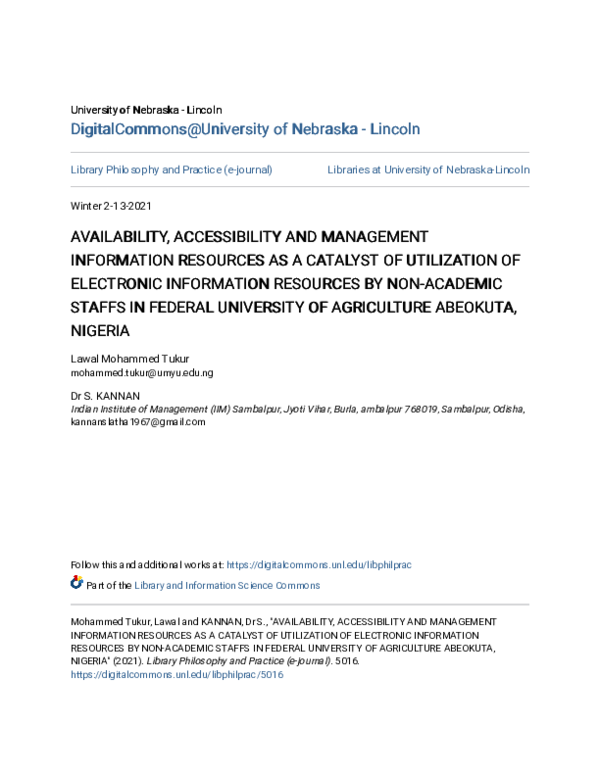 (PDF) Availability, Accessibility and Management Information Resources as a Catalyst of ...