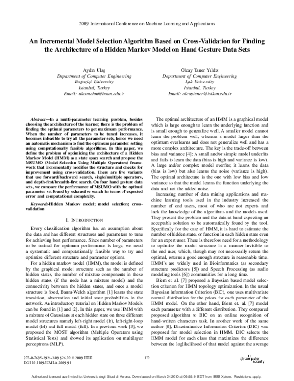 Pdf An Incremental Model Selection Algorithm Based On Cross Validation For Finding The