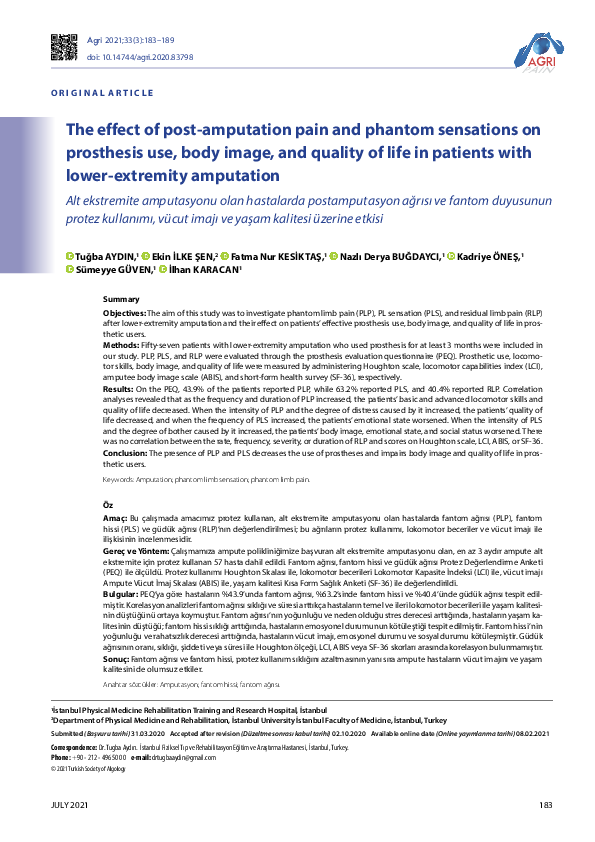 (PDF) The Effect of Postamputation Pain and Phantom Sensations on ...