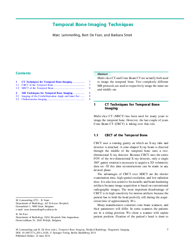 (PDF) Temporal Bone Imaging Techniques