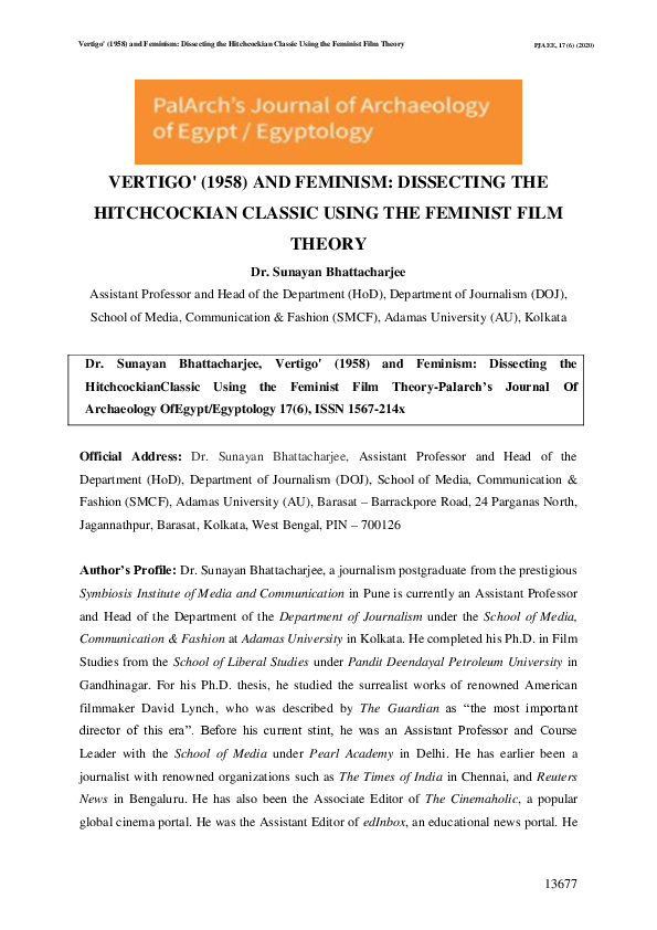 (PDF) 'VERTIGO' (1958) AND FEMINISM: DISSECTING THE HITCHCOCKIAN ...
