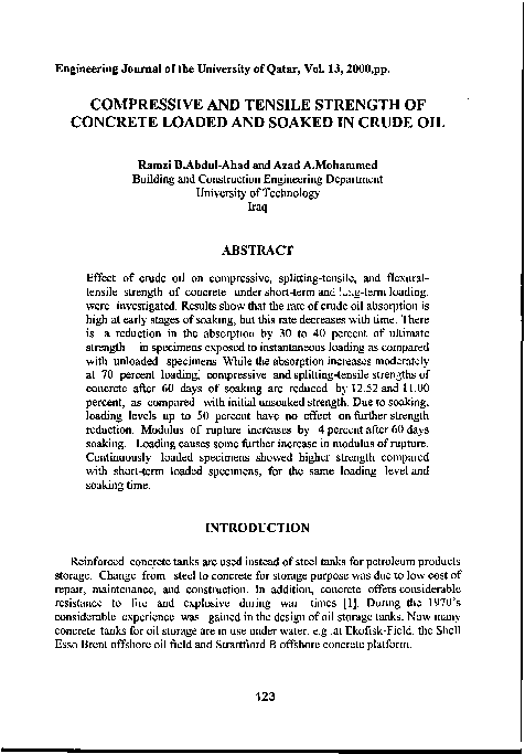 (PDF) Compressive And Tensile Strength Of Concrete Loaded And Soaked In ...