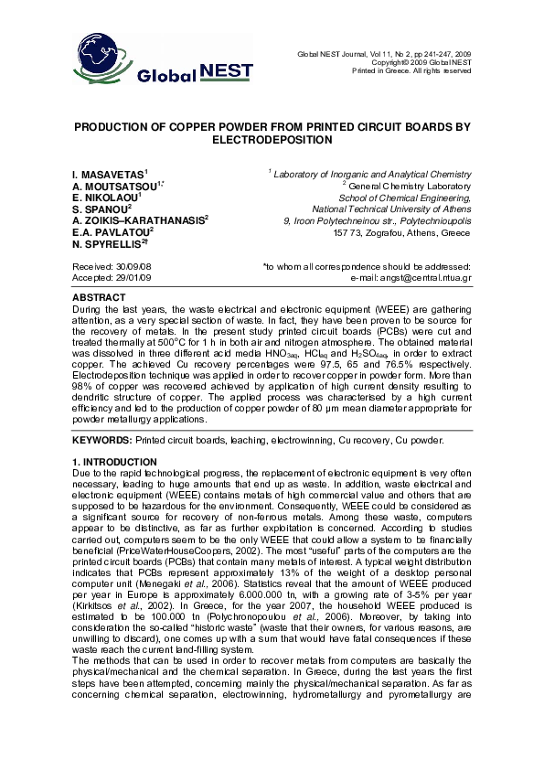 (PDF) Production of copper powder form printed circuit boards by ...