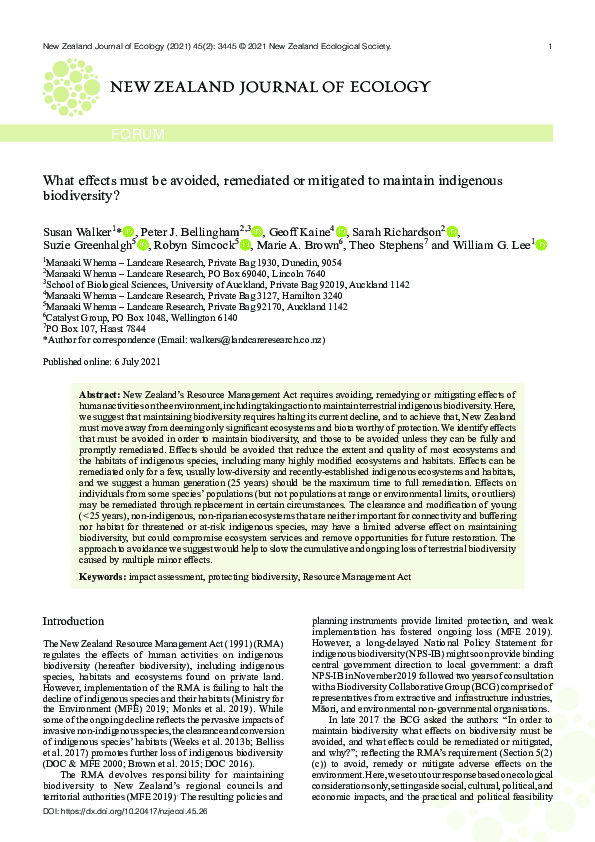 (PDF) What effects must be avoided, remediated or mitigated to maintain ...