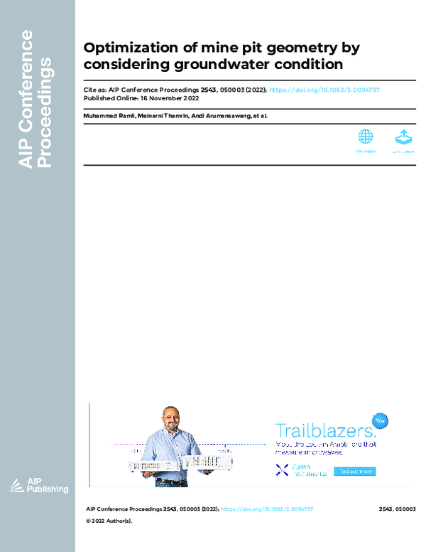(PDF) Optimization of mine pit geometry by considering groundwater condition