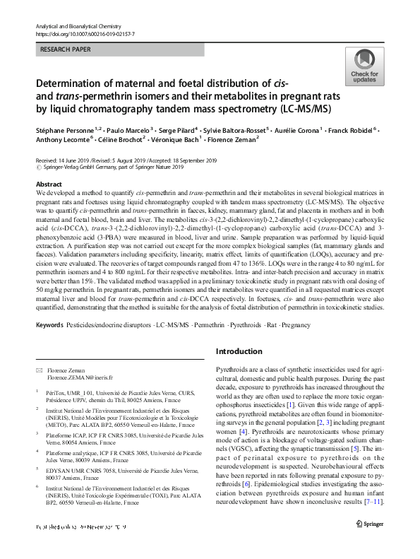 (PDF) Determination of maternal and foetal distribution of cis- and ...