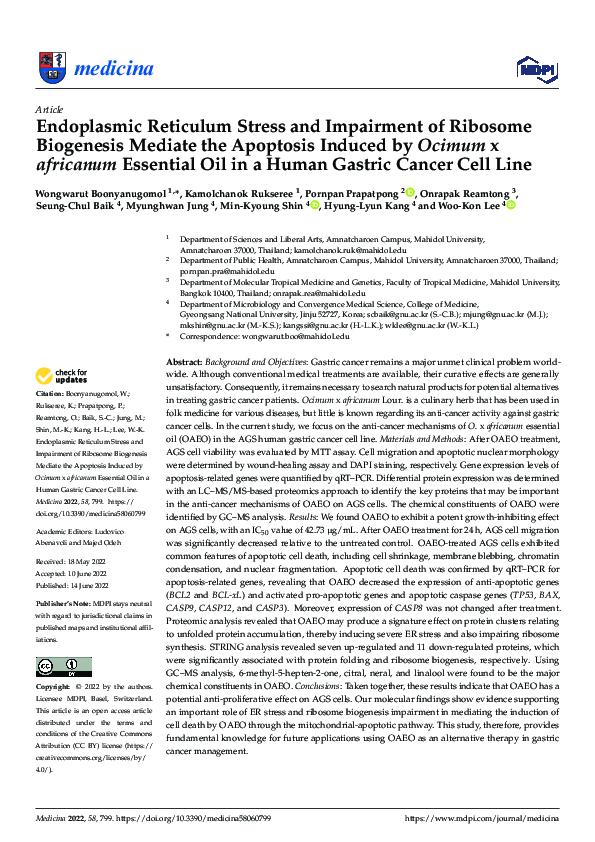 (PDF) Endoplasmic Reticulum Stress and Impairment of Ribosome ...
