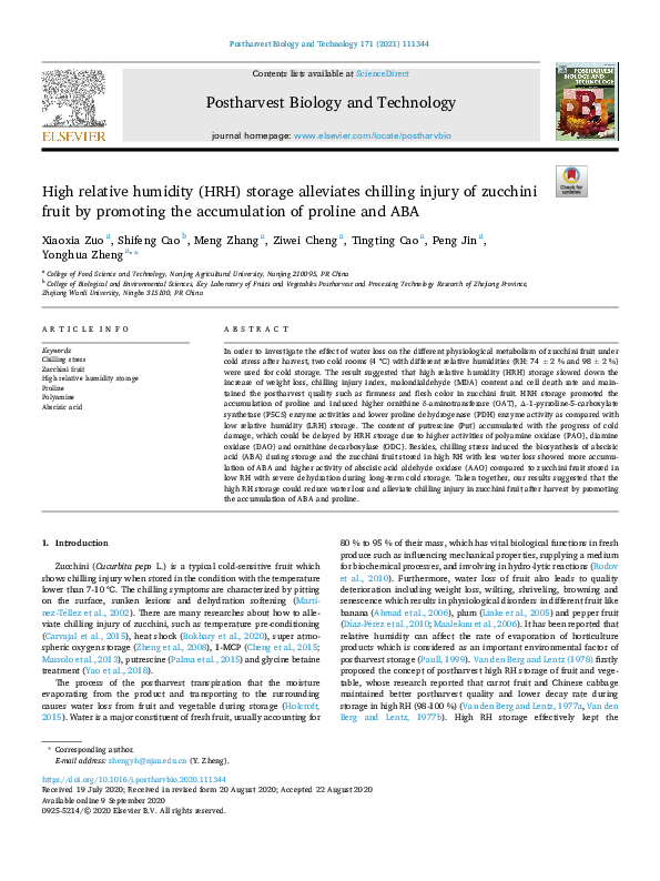 (PDF) High relative humidity (HRH) storage alleviates chilling injury ...
