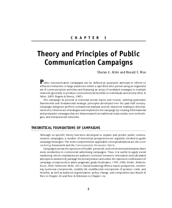 (PDF) Theory and Principles of Public Communication Campaigns