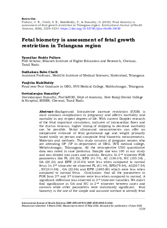 (PDF) Fetal biometry is assessment of fetal growth restriction in ...