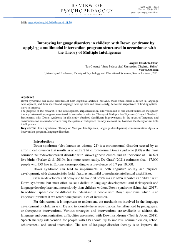 (PDF) Improving language disorders in children with Down syndrome by ...