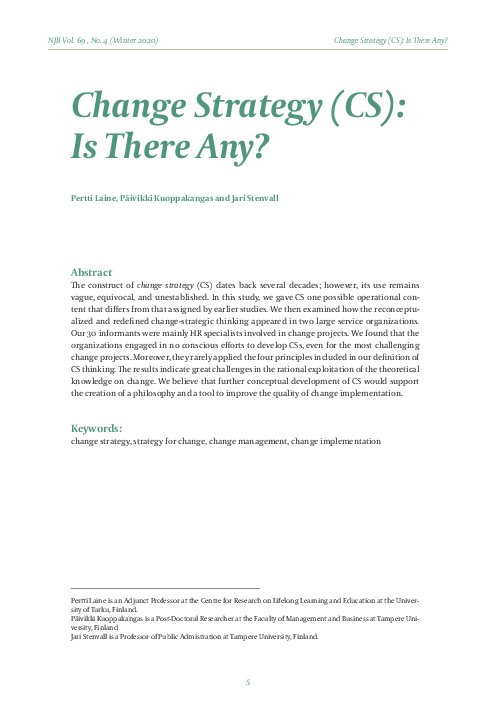 (PDF) Change Strategy (CS) : Is There Any?