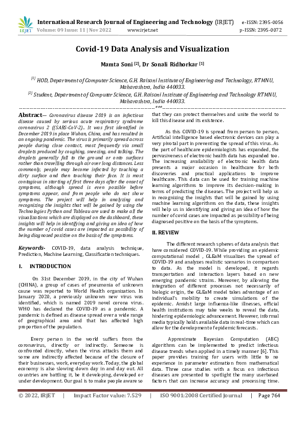 (PDF) Covid-19 Data Analysis and Visualization