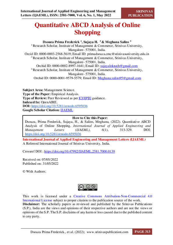 (PDF) Quantitative ABCD Analysis of Online Shopping