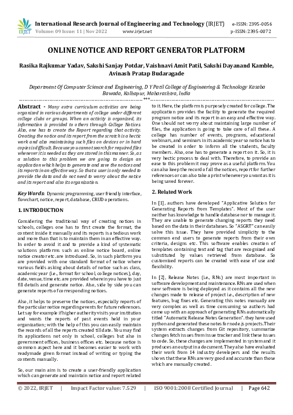 (PDF) Automated Notice and Report Generator