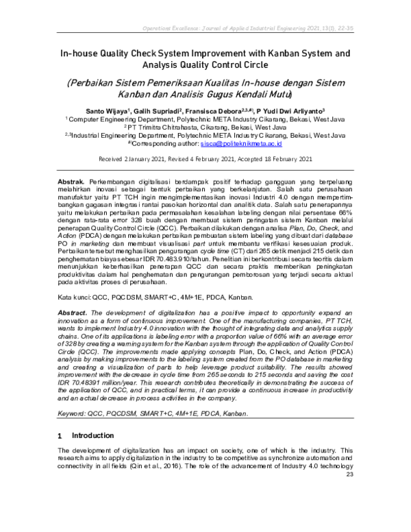 (PDF) Inhouse Quality Check System Improvement with Kanban System and Analysis Quality Control ...
