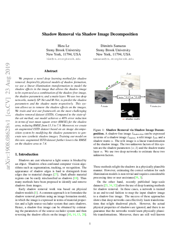 (PDF) Shadow Removal via Shadow Image Decomposition