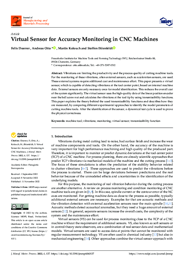 (PDF) Virtual Sensor for Accuracy Monitoring in CNC Machines