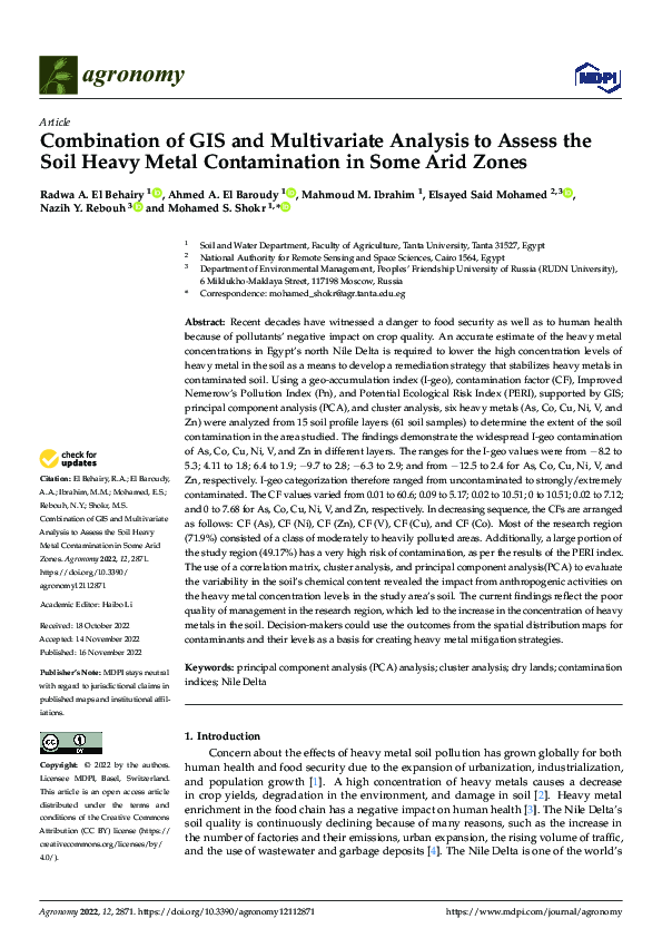 (PDF) Combination of GIS and Multivariate Analysis to Assess the Soil ...
