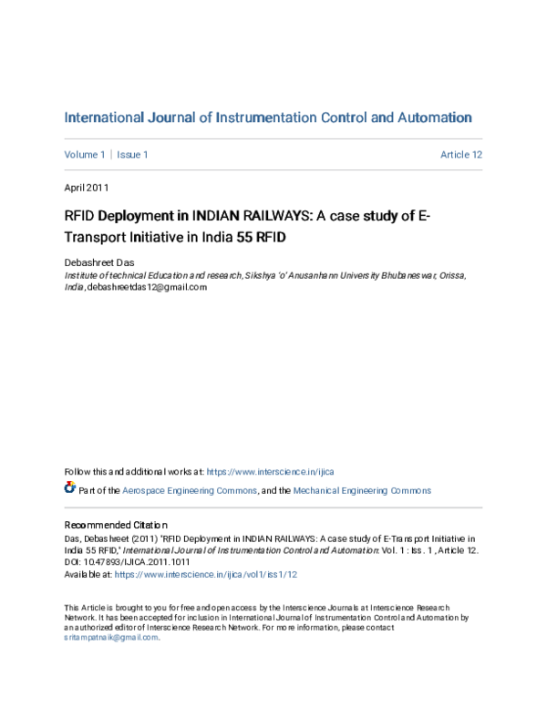 (PDF) RFID Deployment in INDIAN RAILWAYS: A case study of E-Transport ...