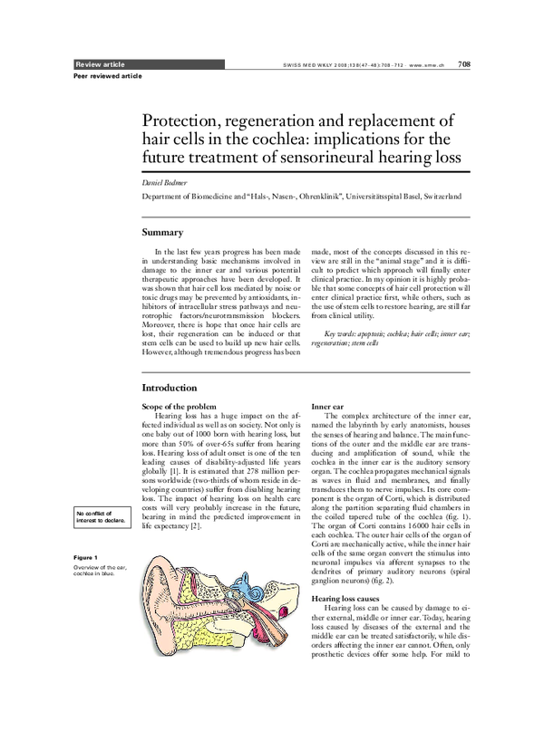 (PDF) Protection, regeneration and replacement of hair cells in the ...