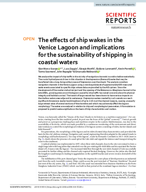 (PDF) The effects of ship wakes in the Venice Lagoon and implications ...