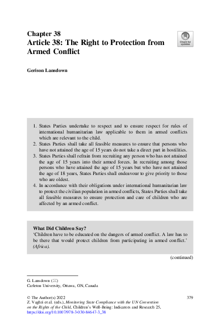 (PDF) Article 38: The Right to Protection from Armed Conflict