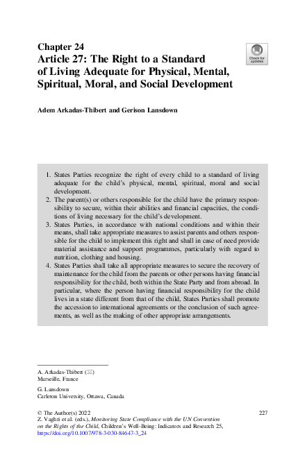 (PDF) Article 27: The Right to a Standard of Living Adequate for ...