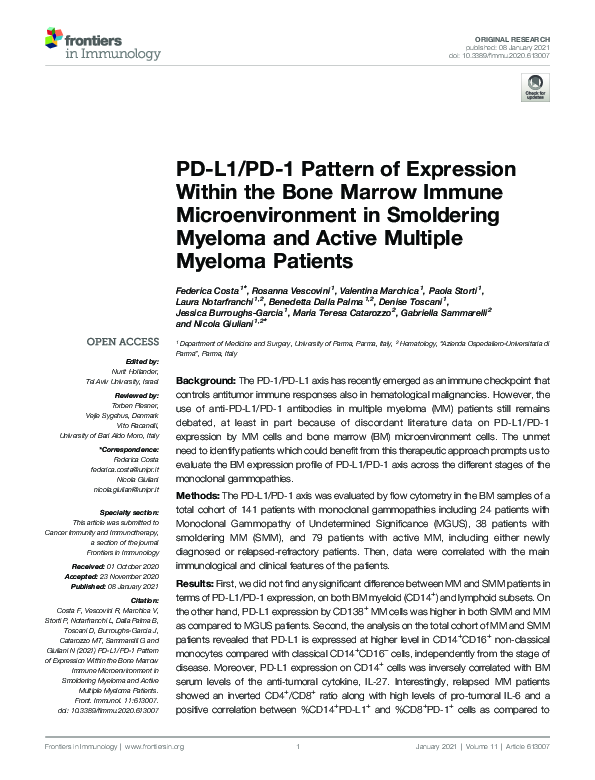 (PDF) PD-L1/PD-1 Pattern of Expression Within the Bone Marrow Immune Microenvironment in ...